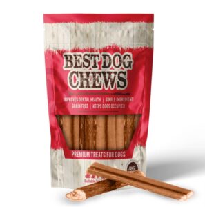 best dog chews bully sticks bites - 100% all natural for dogs grain and rawhide free beef chews, grass-fed promotes joint & dental health for all breed sizes dogs and puppies - 2-4 inch odd shapes 8oz