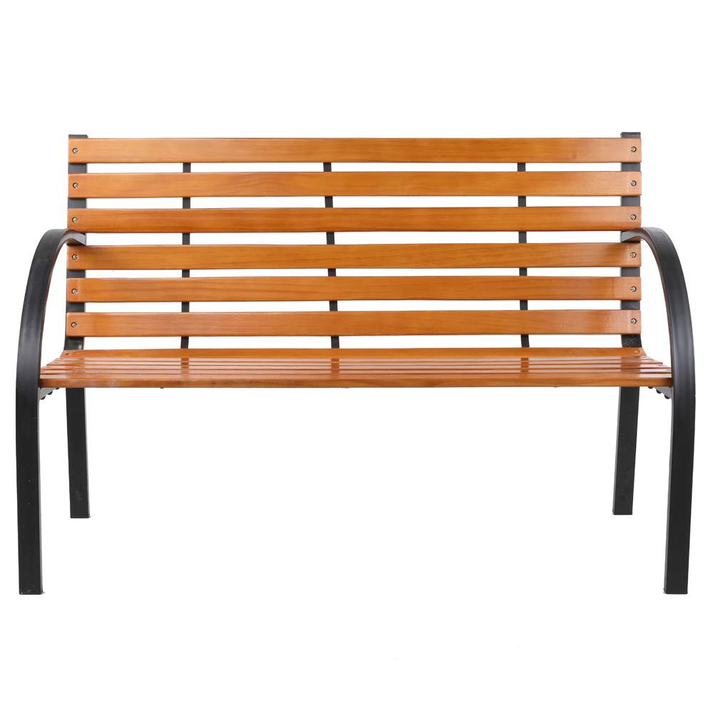 Guangshuohui 48" Patio Park Garden Bench, Patio Porch Chair Deck Hardwood Cast Iron Love Seat Outdoor Furniture for 2 Person Outdoor Clearance Outdoor Patio Garden Bench Park Seat