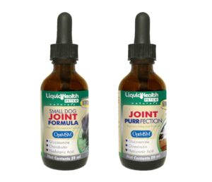 liquidhealth 2 oz cat liquid glucosamine dropper small dog dropper chondroitin joint purr-fection, small canine puppies hip and joint health relief support, feline droppers, senior older cats kittens