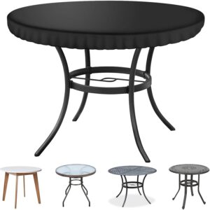 kovshuiwe round outdoor patio furniture covers 41.7" dia x 4" h black,garden table cover round,garden furniture cover fitted round outdoor and indoor use, waterproof table cover, 600d oxford fabric