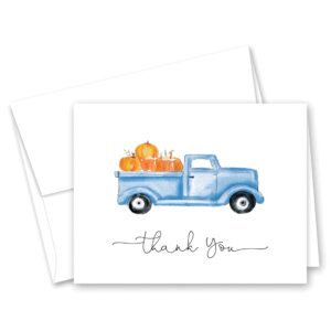 invitationhouse 50 pumpkin truck thank you cards (blue truck)