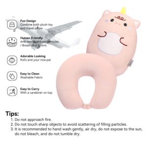 stocaggio Kids Travel Pillow - 2-in-1 Deformable Kids Neck Pillow for Traveling, Soft U-Shaped Pillow with Adorable Animal Design, Comfy Sleep and Play, Ideal for Airplanes and Cars - Pink Unicorn