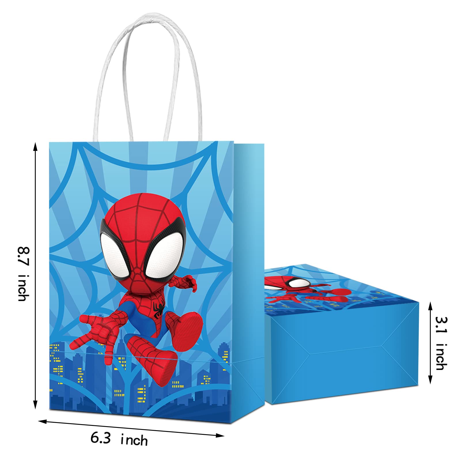 Spidey Party Supplies, 12Pcs Party Favor Gift Goodie Bags for Spidey and His Amazing Friends Birthday Decorations