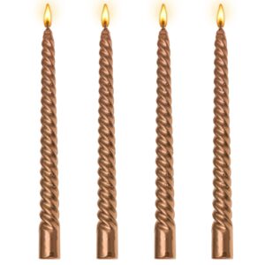 berkebun10 inch spiral bronze candles-set of 4 - metallic taper spiral candle -tall candlesticks, home dinner, party, wedding, halloween,christmas candles (4, bronze, 10inch)