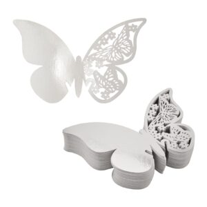 urroma reflective butterfly table number place card, 50 pcs silver wine glass cup decor postcards wedding centerpieces wall decals sticker for parties