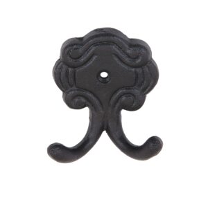 decorative cast iron wall mounted hooks | pack of 3 | heavy duty black | hooks for bathroom, bedroom, hat hooks, purse rack, coat hook, mudroom | include mounting hardware