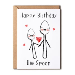 oysterspearl happy birthday big spoon - cute happy birthday card funny love romantic sweet - valentine's day card - happy birthday card