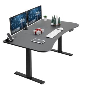 vivo electric 63 x 32 inch standing desk workstation, memory controller height adjustment, 1b series, dark walnut top black frame, desk-kit-1b1d