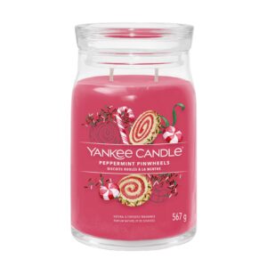 yankee candle signature scented candle | peppermint pinwheels large jar candle with double wicks | soy wax blend long burning candle