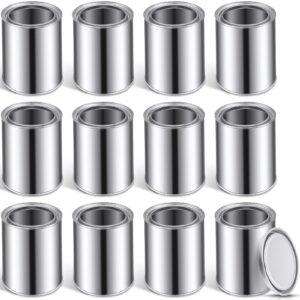 foaincore 12 pack empty metal paint cans with lids 1.9 pint quart size tin paint buckets bulk paint storage containers unlined paint pails for arts crafts diy projects painting garage(silver)