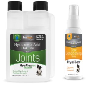 hyalogic hyaflex pro complete dog joint supplement and coat conditioning spray 4oz for dogs, cats, pets with hyaluronic acid ha and biotin