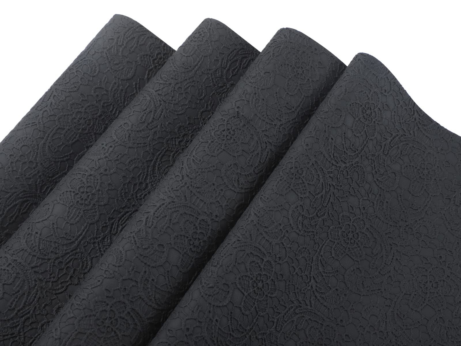 Picheng Embossed Faux Leather Sheets: Flower Textured Leather Rolls 13.8"X53"(35cmX135cm),Faux Leather is Great for Making Crafts,Leather Earrings, Bows,Sewing DIY Projects (Black)