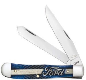 case xx motor co. blue color-wash bone trapper stainless 14323 pocket knife knives for ford motor company