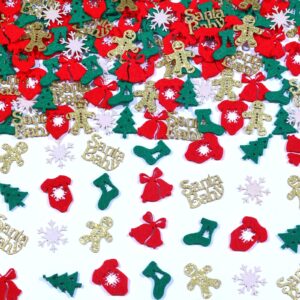 christmas baby shower confetti, 200pcs glitter felt cloth christmas table confetti - christmas tree, gingerbread man, snowflake table scatter, xmas baby shower table decorations for girl boy