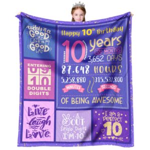 gifts for 10 year old girl - 10th birthday decorations for girl - gift for 10 year old girl - 10 year old girl gift ideas - 10 year old girl birthday gifts throw blanket 60 x 50 inch