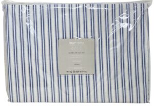 inup home 100% cotton made in portugal 3 piece duvet set matelasse french country multi colors stripe solid on white background (double blue stripes, queen (u.s. standard))