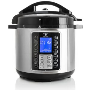 moss & stone electric pressure cooker with large lcd display, multi-use 6 quart electric pot, 14 in 1 slow cooker, rice cooker, steamer maker, sauté, yogurt maker, egg cooker, warmer & more