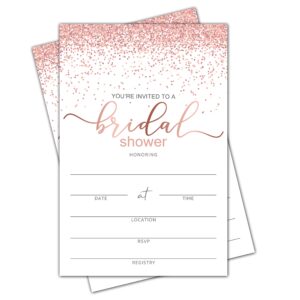 mermermu bridal shower invitation cards with envelopes - pink rose gold fill in the blank bridal shower cards, for weddings, engagement, party and receptions supplies, 25 invites with envelopes - 003