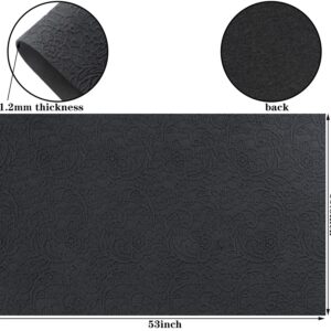 Picheng Embossed Faux Leather Sheets: Flower Textured Leather Rolls 13.8"X53"(35cmX135cm),Faux Leather is Great for Making Crafts,Leather Earrings, Bows,Sewing DIY Projects (Black)