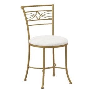 hillsdale, dutton metal vanity stool with center diamond design for makeup room or bathroom, gold