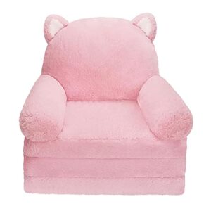 monkiss 2-in-1 toddler couch chairs comfy, kids chair couch, mini couch, flip out sherpa kids sofa, baby couch, chair for toddlers 1-3, kids lounge chair reading chair, kids couch bed fold out, pink