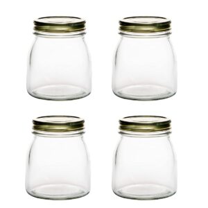 amici home cantania canning jar, airtight, italian made food storage jar with golden lid. 27-ounce, set of 4, clear