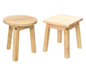 ksg kumsun wooden stools – durable wooden stool for bathroom, kitchen, bedroom, kid’s room – square low stool with assembling kit – durable and long-lasting design – practical and versatile