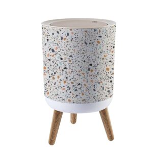 lgcznwdfhtz small trash can with lid for bathroom kitchen office diaper terrazzo flooring seamless texture italian type floor venetian garbage dog proof waste basket cute decorative, 8.66x14.3inch