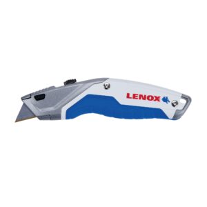 lenox utility knife with 3 bi-metal blades, retractable, foldable and portable, blade storage (lxht10599)