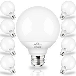 winshine 8 pack globe bathroom light bulbs 4000k natural daylight, 5w g25 led vanity light bulb 60w equivalent, makeup mirror, standard e26 medium base, 550lm, non-dimmable,8 count (pack of 1)