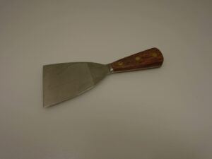 dexter 3 inch high carbon steel scraper forged semi flex angled blade full tang with triple brass rivets 525-3f wood handle