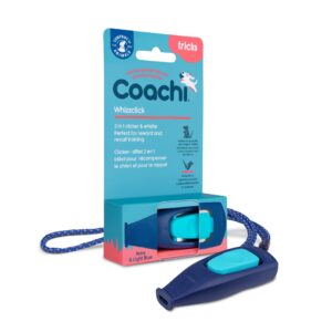 coachi whizzclick, 2-in-1 combined clicker and whistle, dog training whistle for recall and clicker training for rewarding, adjustable and reflective lanyard, suitable for dogs and puppies