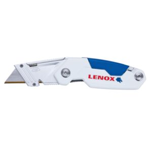 lenox utility knife with 3 bi-metal blades, retractable, foldable and portable, blade storage (lxht10601)