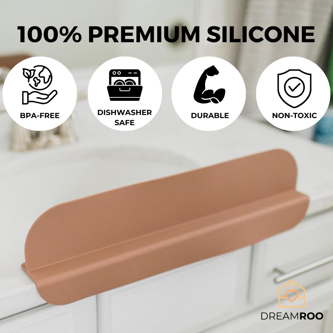 Dreamroo Silicone Sink Water Splash Guard and Sink Edge Protector for Kitchen and Bathroom - Non-Slip Bath/Tub Splash Guard - 19.5" x 5.5"