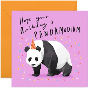 old english co. cute panda birthday card - funny animal pun greeting card for him and her | for son, daughter, mum, dad | blank inside & envelope included