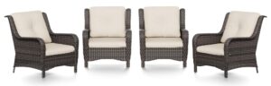 joyside outdoor wicker chair rattan patio dining chairs set of 4 pe wicker patio chairs with 4inch seat cushions outdoor patio seating chair for garden, backyard deck(mixed grey/beige)