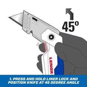 LENOX Utility Knife with 3 Bi-Metal Blades, Retractable, Foldable and Portable, Blade Storage (LXHT10601)