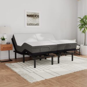 blissful nights e3 cal king split adjustable bed base frame with 10" medium firm gel infused memory foam mattress