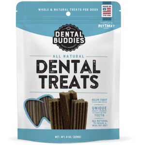 pet treat pros - dental buddies - dental treats with heavy ridges - helps fight plaque & tartar - 8 oz. / 226g