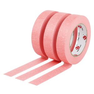 bomei pack pink painters tape 0.94-inches x 55 yards (3-pack), painters masking tape bulk - sharp edge line technology, produces sharp lines | residue-free and artisan grade wall trim tape