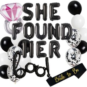 homezzo halloween bachelorette party decoration - she found her boo bridal shower balloon garland, confetti black white ghost balloon, spooky bride to be sash