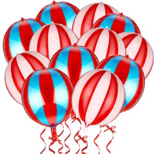 12 pcs 22 inch big carnival decorations carnival theme party decorations aluminum circus decorations 360 degree 4d carnival balloons halloween carnival birthday party supplies (red white, red blue)