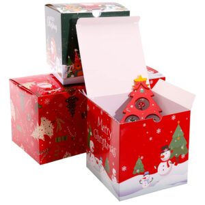 15 pack christmas gift boxes, gift boxes with lids,christmas party boxes with 3 different designs and color,christmas boxes for pastries, candy, holiday bakery treat and party favor 5 x 5 x 5 inches