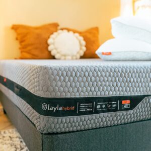 layla 13” hybrid mattress, flippable between firm & medium soft comfort, motion minimizing (queen)