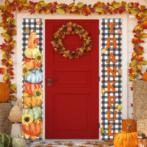 tiamon thanksgiving door banners thankful fall porch sign banners welcome pumpkin hanging banners autumn harvest door decorations thanksgiving decors for yard indoor outdoor wall party supplies decor