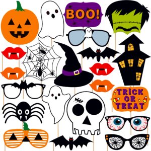 katchon, scary halloween photo booth props - large, pack of 22 | hocus pocus halloween photo props for photoshoot | halloween selfie props | halloween picture props for halloween party decorations