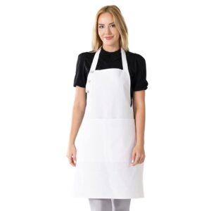 toshe kitchen apron waterdrop resistant cotton apron with adjustable aprons for women with pockets 10 color option cooking white apron(white)