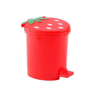 hemoton strawberry trash can mini desktop trash can with lid kawaii trash bin small wastebaskets cute plastic garbage can for desk car office kitchen