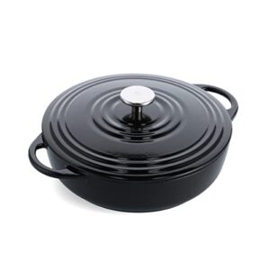 bk bourgogne enameled cast iron induction 4.2qt nonstick braiser, pfas free, dishwasher safe, jet black