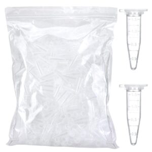 bkmamlab 1.5ml microcentrifuge tubes 100pcs, eo sterilized plastic small vials with caps for sample storage without leakage(100)